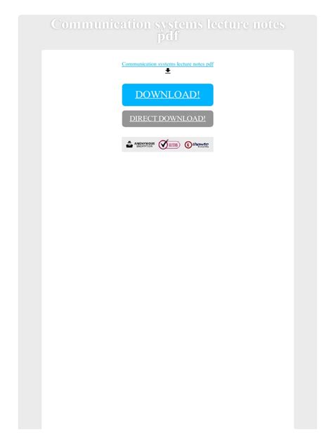 Communication Systems Lecture Notes Pdf Pdf Lecture