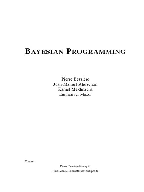 Bayesian Programming Pdf Bayesian Inference Bayesian Network