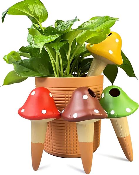 Amazon 4 Pack Mushroom Self Watering Stakes Plant Watering Globes Decorative Self Watering