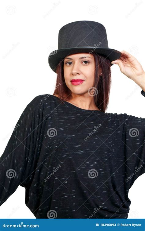 Woman Wearing A Top Hat Stock Image Image Of Latin Female 18396093