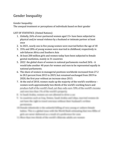 Solution Gender Inequality Studypool