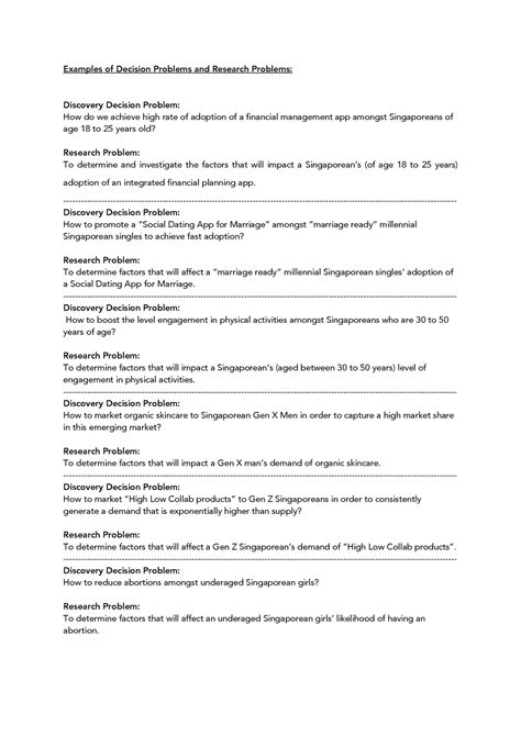 List Of Samples Decision Problem And Research Problem Examples Of