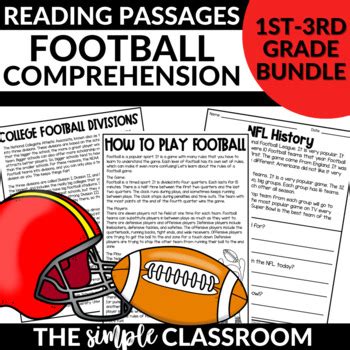 Football Reading Comprehension Passages Reading Bundle TPT