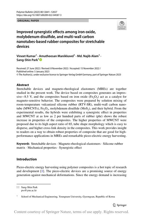 Improved Synergistic Effects Among Iron Oxide Molybdenum Disulfide And Multi Wall Carbon