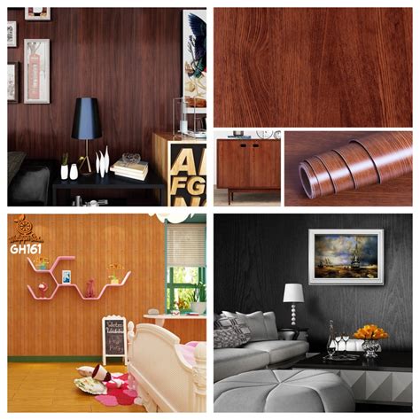 Jual TERLARIS Wallpaper Dinding Kayu CM X M Jati Coklat Tua Hitam Merah Wallpaper Kayu