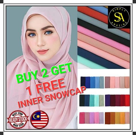 【buy 2 Get 1 Free】 Shawl Heavy Chiffon Keknis Tudung Muslim Head Scarf