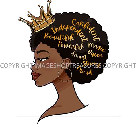 Vector Svg Afro Queen Crown African American Ebony Nubian Melanin