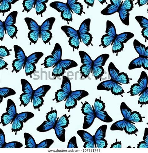 Seamless Vector Pattern Blue Papilio Ulysses Stock Vector Royalty Free