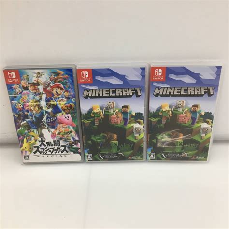【傷や汚れあり】t8319 ★1円～【nintendo Switch】スイッチソフト3本セット 「スマブラマインクラフト」 端子傷あり