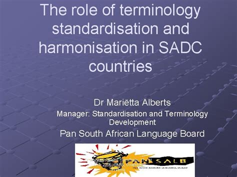 The Role Of Terminology Standardisation And Harmonisation In