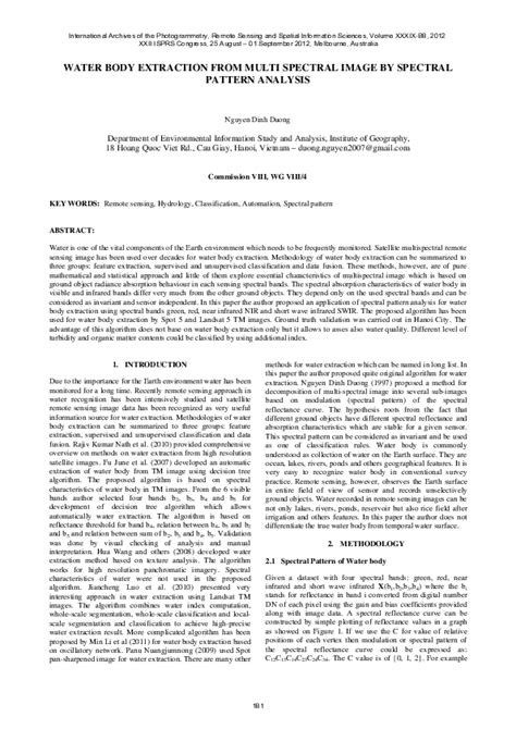 Pdf Water Body Extraction From Multi Spectral Image By Spectral