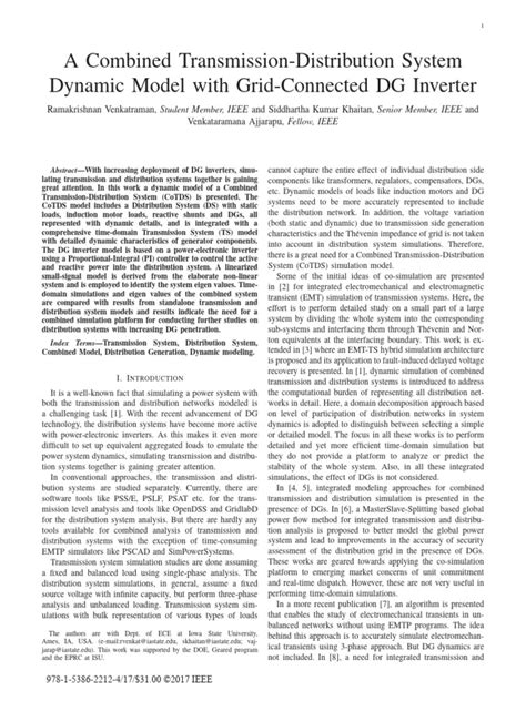 A Combined Transmission Distribution System Dynamic Model With Grid
