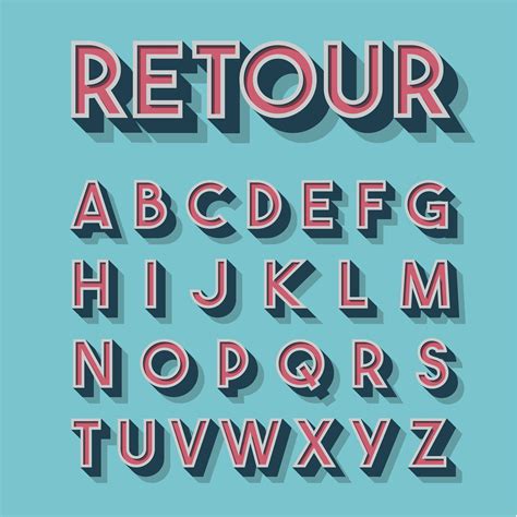retro 3d font set vector illustration 307140 vector art at vecteezy