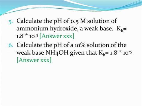 pH of Weak Acids and Weak Bases - ppt download