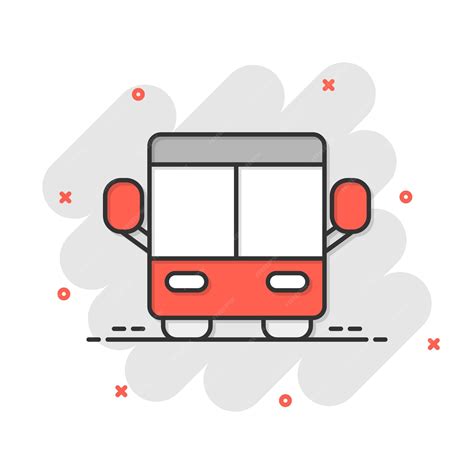 만화 스타일의 버스 아이콘 흰색 격리 된 배경에 코치 만화 벡터 일러스트 레이 션 Autobus 차량 스플래시 효과 비즈니스