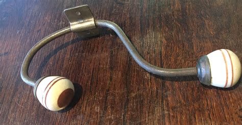 French Porcelain Coat Hooks Brown