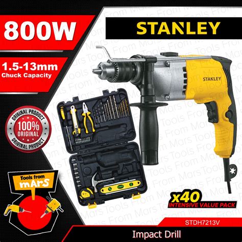 Stanley Percussion Drill Value Kit Impact Drill 13mm 800w Screwdriver With Case Spt Shopee
