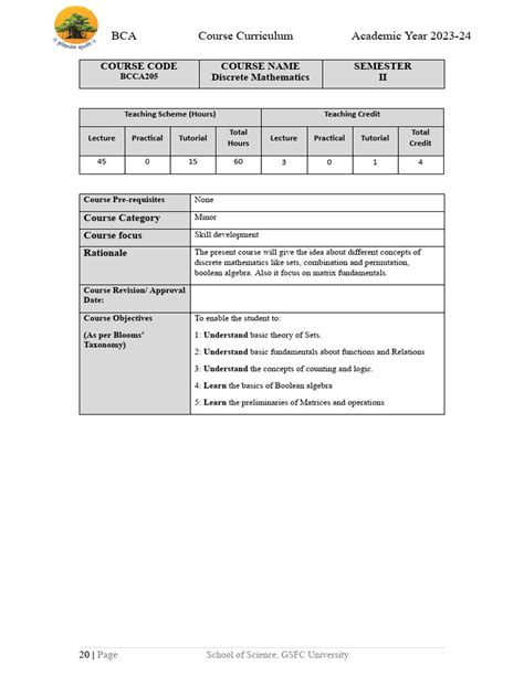 2 Syllabus Discrete Mathematics Bca Pdf Matrix Mathematics
