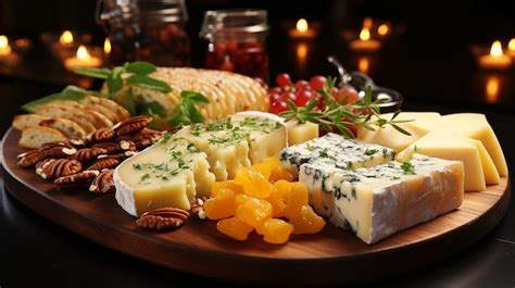 Prato De Queijo Um Aperitivo Italiano Tradicional Com Nozes Uvas Colhidas Menu De Restaurante De