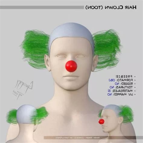 Волосы Клоун Мультипликационный персонаж Бесплатная 3d модель - .Ma, Мб ...