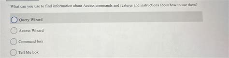 solved what can you use to find information about access