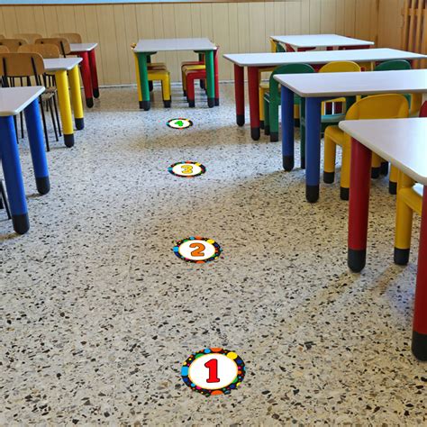 Waahome 36pcs 4 Classroom Floor Line Up Spots Dots Number Spot