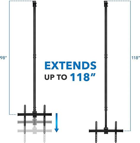 Mount It Support de plafond pour TV hauteur réglable rotation à degrés inclinable et