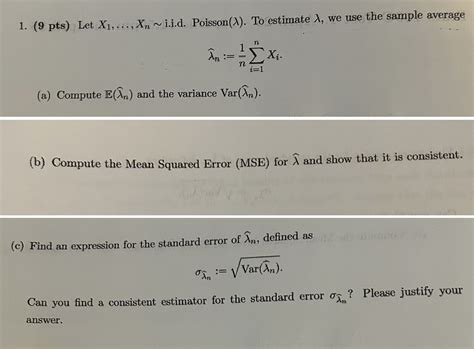 Solved B ﻿compute The Mean Squared Error Mse ﻿for Hat λ