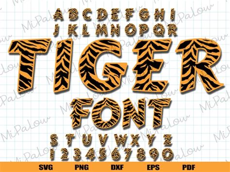 Tiger Font Svg Tiger Alphabet Svg Tiger Numbers Svg Etsy