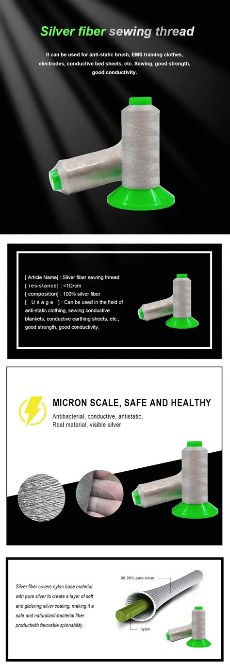 Silver Plated Conductive Sewing Thread Anti Static Silver Thread Plated
