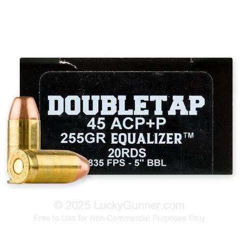 45 Acp P 255 Grain Jhp Doubletap Equalizer 20 Rounds