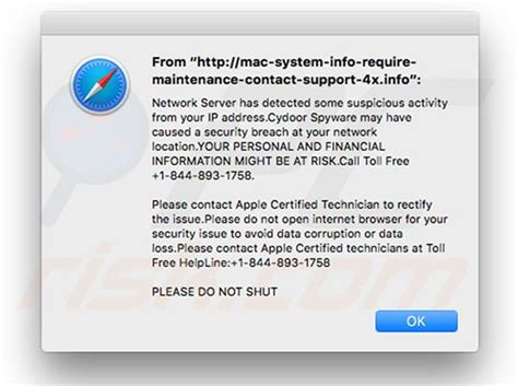 Mac Malware Warning Alert Scam Mac Removal Steps And Macos