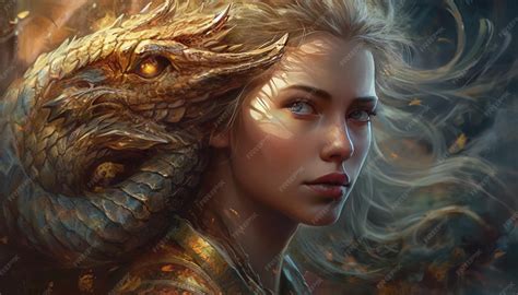 Premium Photo A Dragon Trainer Warrior Woman With Her Dragon