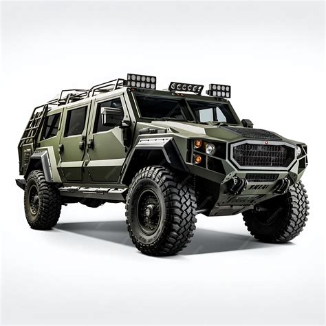 Premium Ai Image Isolated Armored Car Car Angular Armor Forest Green On White On White