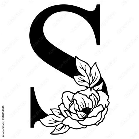 Floral Letter S Svg Initial Letter S With Flower Monogram Alphabet