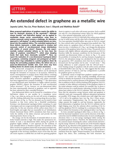 pdf an extended defect in graphene as a metallic wire