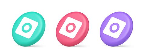 카메라 사진 비디오 촬영 버튼 멀티미디어 콘텐츠 제작 웹 응용 프로그램 3d 등각 투영 원 아이콘 3차원 형태에 대한 스톡 벡터