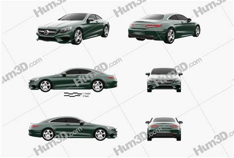 Mercedes Benz S Class C217 Coupe 2020 Blueprint Template 3dmodels