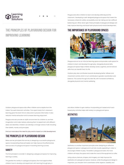 Playground Design For Improving Learning Principles Pdf Playground Accessibility
