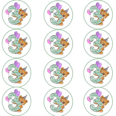 Muffinaufleger Kindergeburtstag 3 Geburtstag Tortendekoration