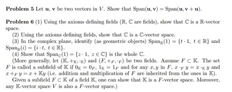 Solved Problem Let U V Be Two Vectors In V Show That Chegg