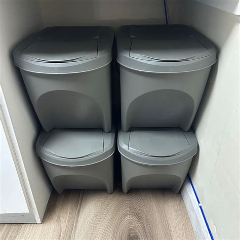 Stackinbin Stackable Recycling Bins 25l Set Of 4 Kingfisher