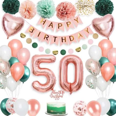 Decoration Anniversaire 50 Ans Femme Anniversaire Ballon 50 Ans Or Rose