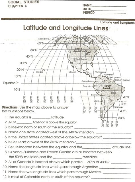 Map Skills Worksheets 7th Grade