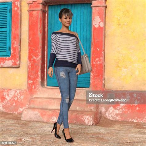 여자 포즈 사람은 진짜가 아닙니다 그녀는 3d 렌더링이므로 모델 릴리스가 필요하지 않습니다 3차원 형태에 대한 스톡 사진 및 기타 이미지 Istock