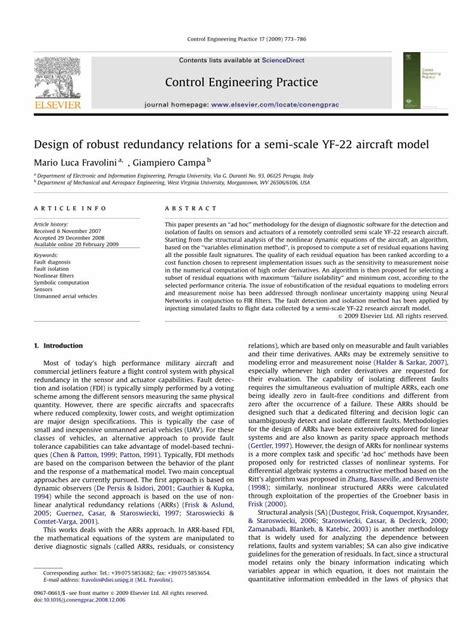 pdf design of robust redundancy relations for a semi scale yf 22