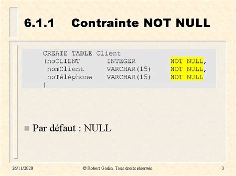 6 Gestion Des Contraintes Dintgrit En SQL N