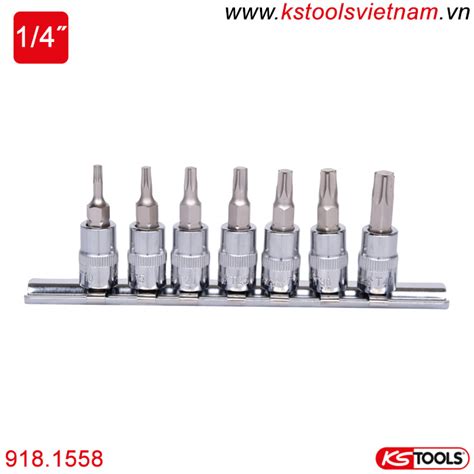 Bộ Khẩu Bit Socket ổ Trục Vít đầu Hoa Thị Torx 14 Inch
