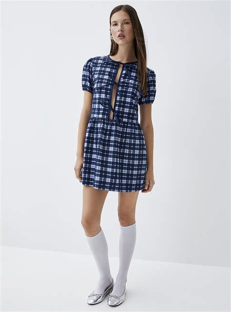 Checkered Bow Dress Motel Womens Short Dresses Simons