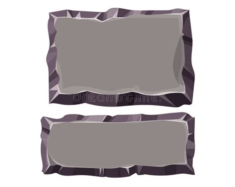 Set Stone Game Menu Panels Textured Ui Frames Interface Template In Comic Cartoon Style